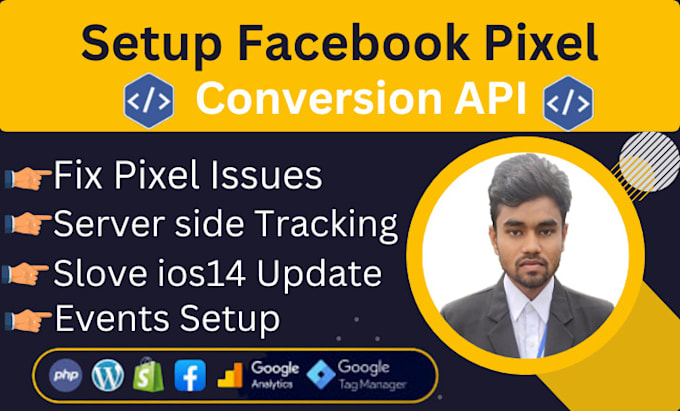 Setup and fix facebook pixel conversion api and google analytics with gtm by Dmrezaul | Fiverr