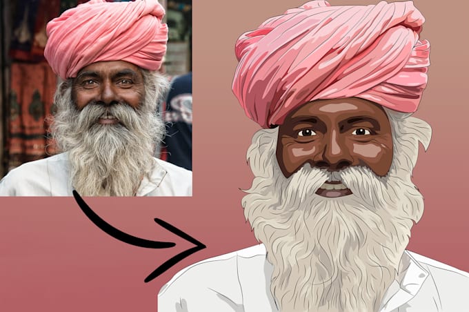 Draw a realistic portrait in vector art by Serw12 | Fiverr