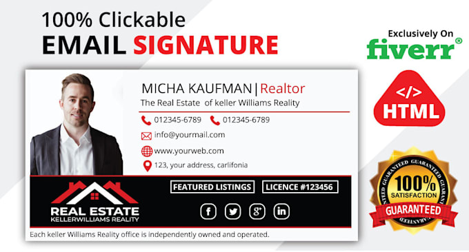 Create clickable html email signature for outlook, gmail etc by Naeemwaqas | Fiverr