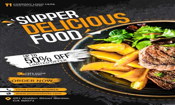Create a creative food poster design and adds by Fgskills | Fiverr