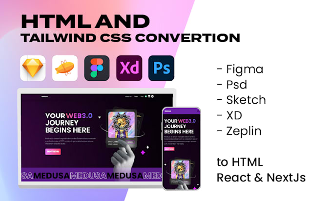 Convert Figma Psd Xd Zeplin Sketch Design To Responsive Tailwind Css By Rawadesign Fiverr 