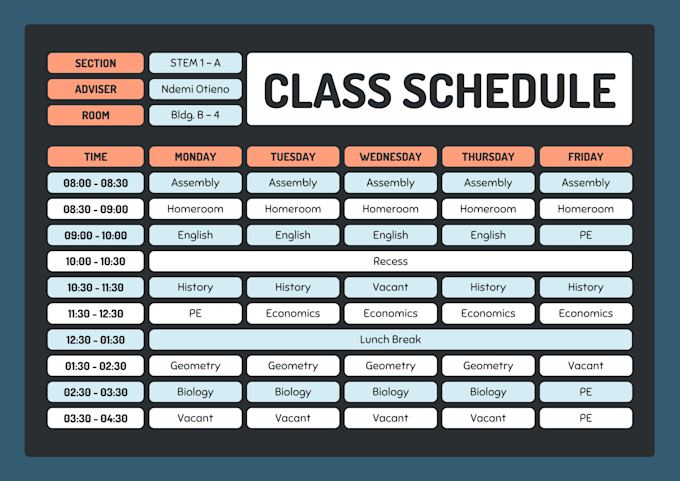 Design modern class schedule and business plan by Zubairkhan448 | Fiverr