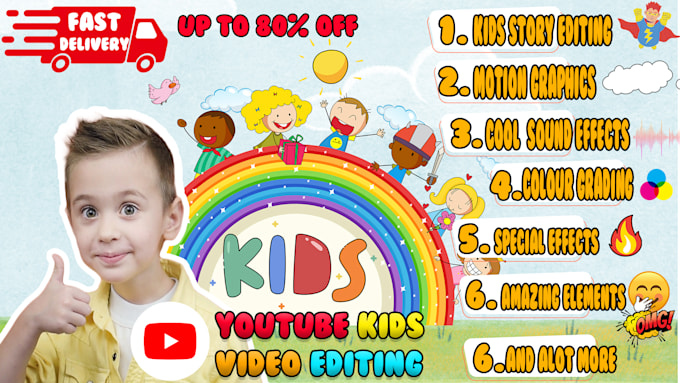 Do quick youtube video editing for kids channel by Shopman799 | Fiverr