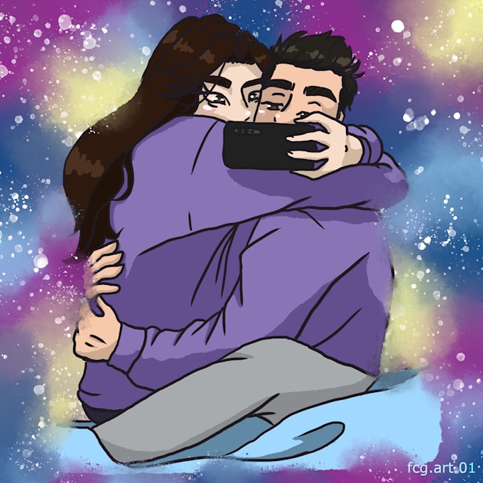 Make cute custom couple cartoon drawings by Fcg_art_01 | Fiverr