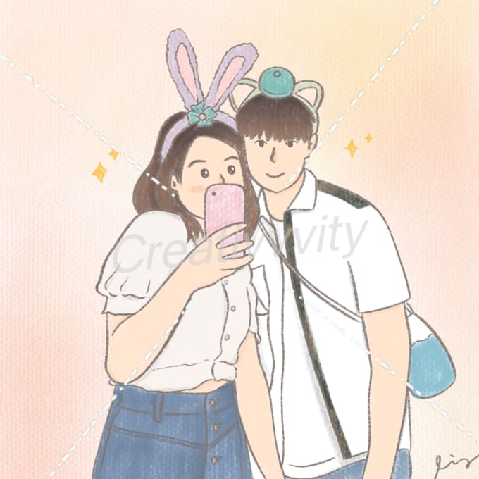 Draw Cute Couple Illustration By Creativvvity Fiverr