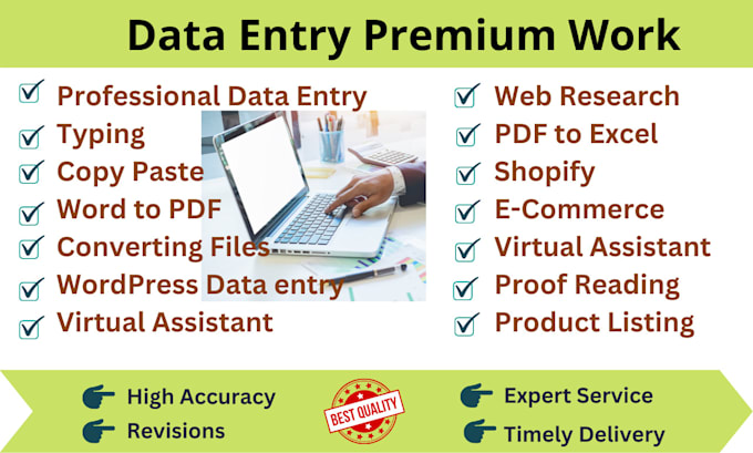 Do professional types of data entry quality work by Ppcproexp | Fiverr