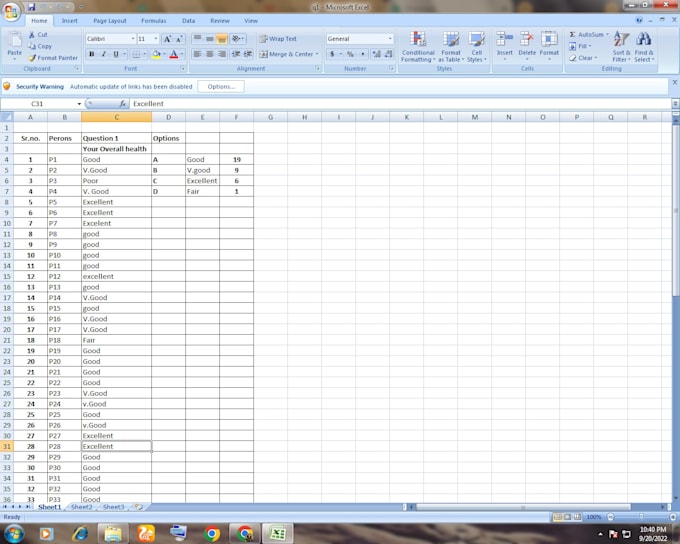 Write work sheets on excel by Umber69 | Fiverr