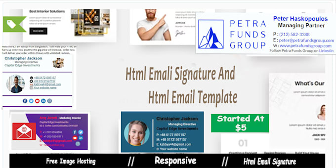 Create modern html email signature, clickable webmail, gamil outlook ...
