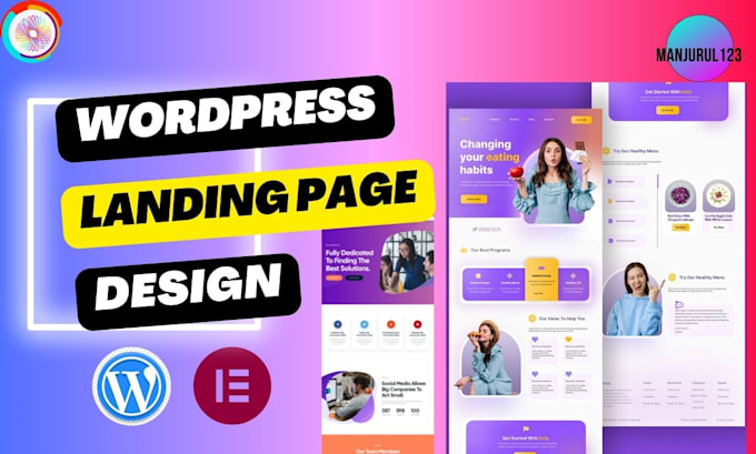 Design responsive wordpress landing page design, elementor landing page by Manjurul123 | Fiverr