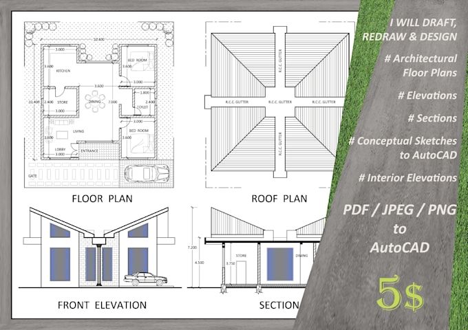 Redraw your sketch, pdf and image into autocad by All4less84 | Fiverr
