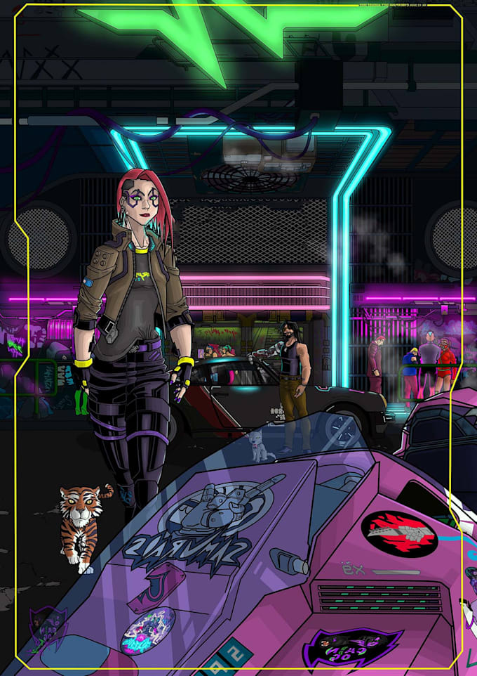 Draw cyberpunk art illustration or concept by Holyhand14 | Fiverr