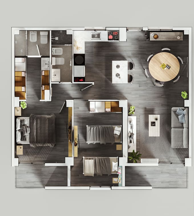 Create realistic humanized architectural plans floors by Maurivellio ...