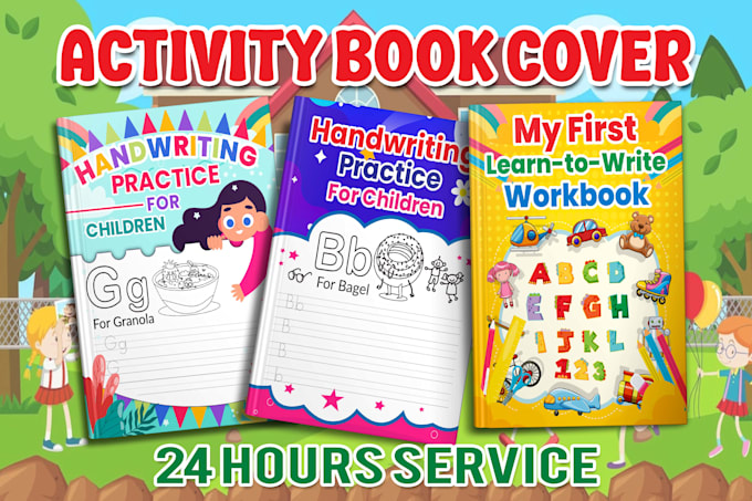 Design kids activity book and kindergarten worksheets book cover for ...