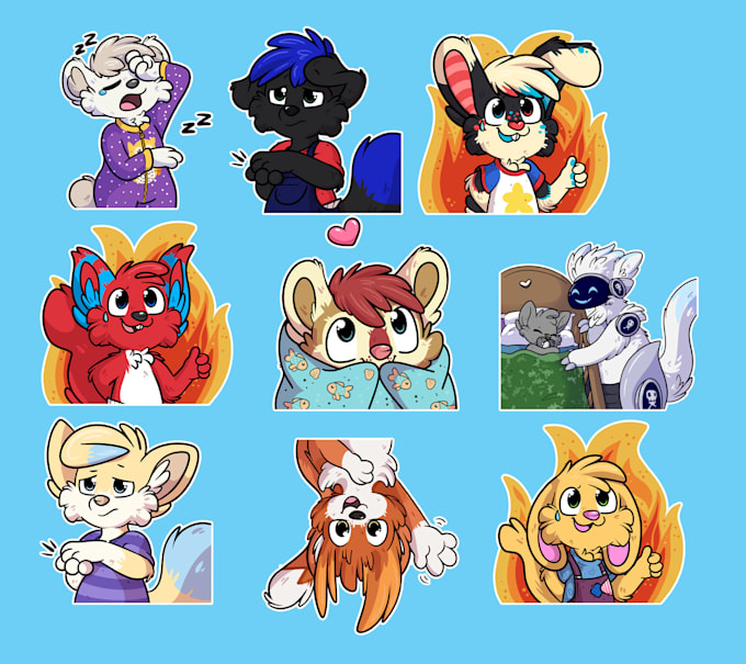 Draw furry custom telegram stickers by Albybunny | Fiverr