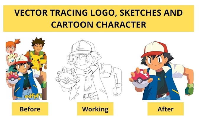 Do vector tracing logo, sketches, and cartoon character by Fatima_arraf ...