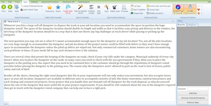 Spin your article by using spinner software by Sajib16 | Fiverr