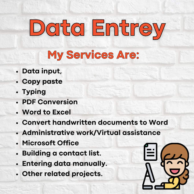 Do typing, data entry, copy past, pdf conversion by Eloizaamaral | Fiverr