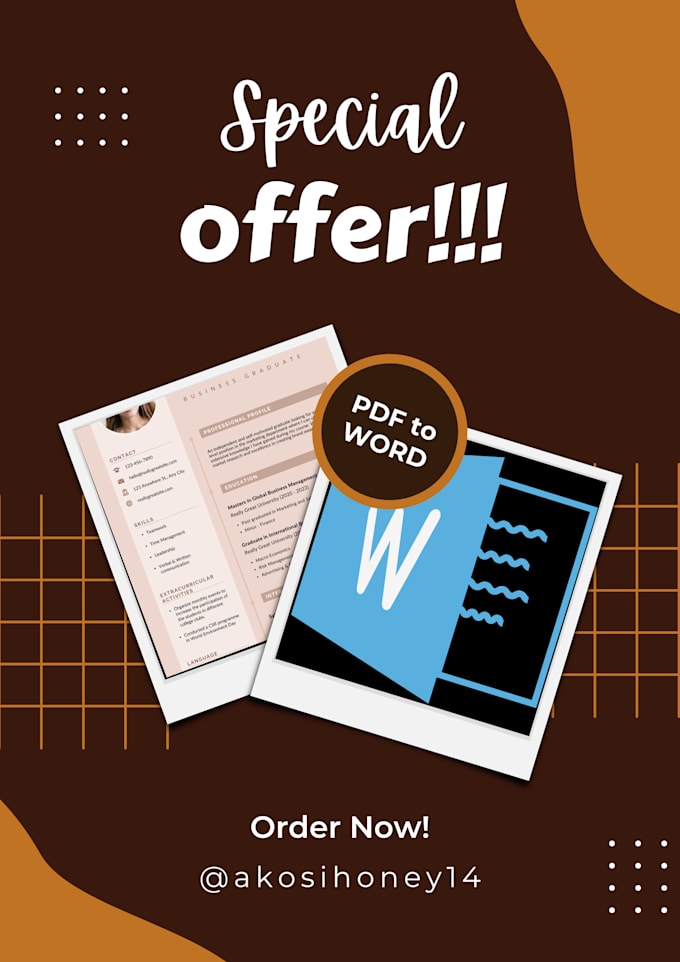 Convert you pdf file or photo into word by Akosihoney14 | Fiverr