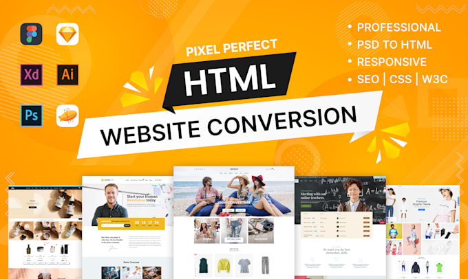 Convert psd to html, figma, sketch, pdf to html conversion by ...