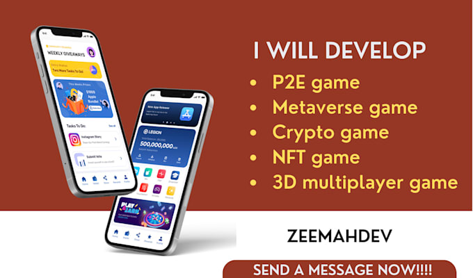 Develop nft p2e game, metaverse clone, nft mmorpg, p2e 3d multiplayer game by Zeemahdev | Fiverr