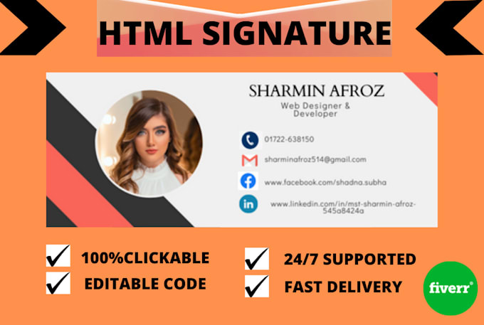 Design email signature html, clickable html email signature by ...