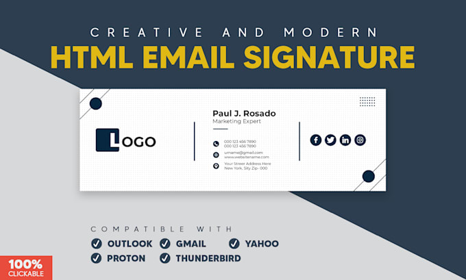 Design your professional and modern html email signature by ...