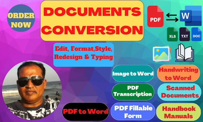 Do pdf to word, handwriting to word or excel, convert scen pdf, typing ta by Firoj_mahamud | Fiverr
