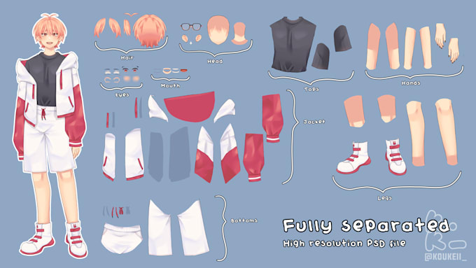 Design and draw ready to rig vtuber model by Kouwu_ | Fiverr