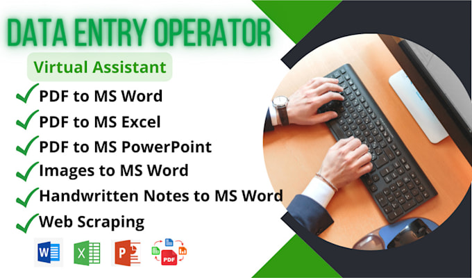 Do data entry, accurately fast typing job, file conversion and web scraping job by Mohsinns98 ...