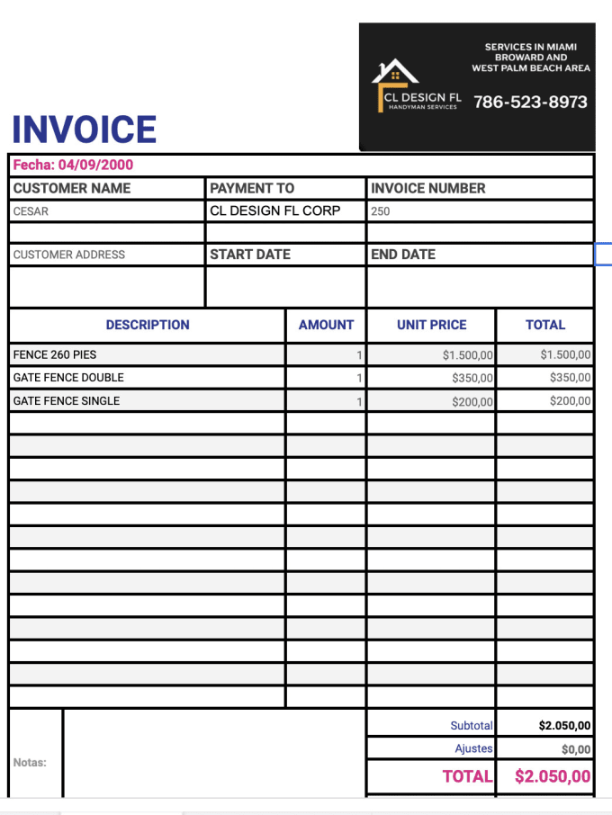Invoice template from google by Marilinalvins02 | Fiverr