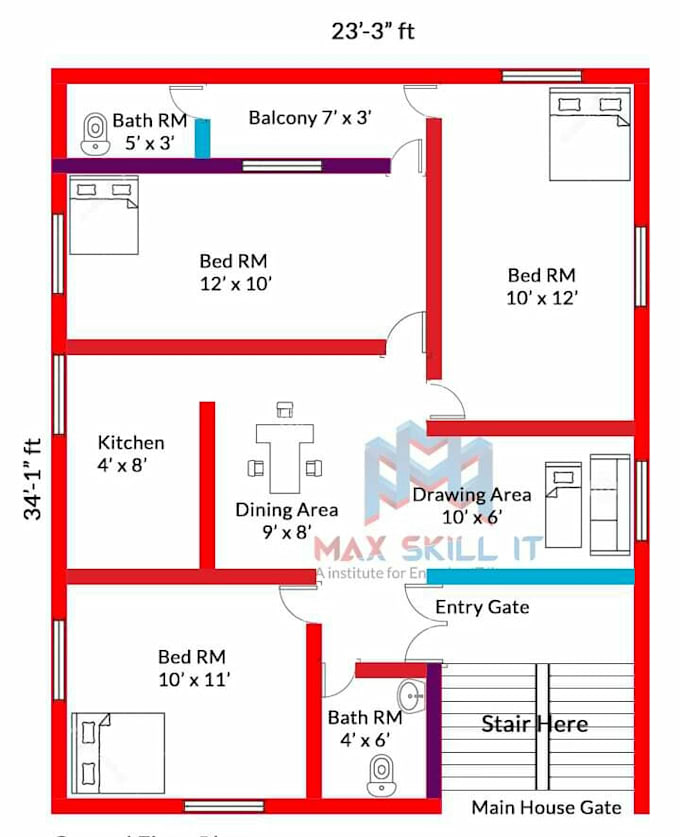 Draw 2d render images and model architecture project in autocad by ...