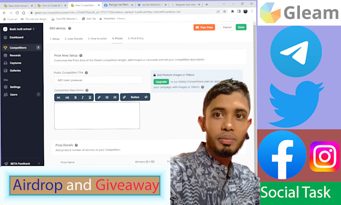 Create a telegram and gleam bot for airdrop and giveaway by Imdadulhemel | Fiverr