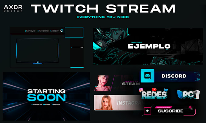 Create a pro twitch overlay stream package by Axdr_design | Fiverr