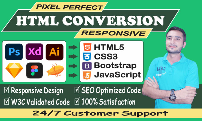 Convert Psd To Html Figma To Html Xd To Html Css Responsive Bootstrap Website By Khuram97 Fiverr