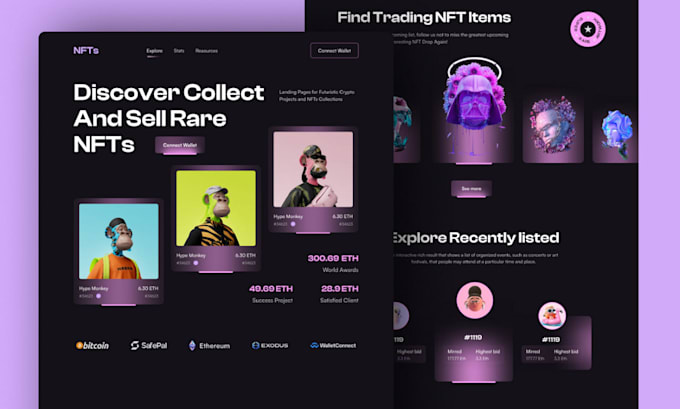 Design from scratch interactive roadmap nft, nft landing page by ...