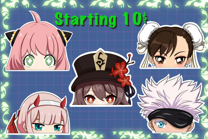 Design cute chibi peeker stickers by Wanderingartist | Fiverr