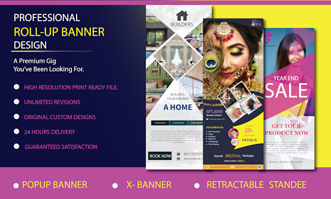 Do modern roll up, pop up, pull up, retractable banner or standee and x ...