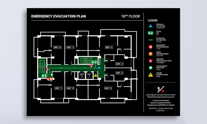 Design professional emergency evacuation map, fire exit plan by ...