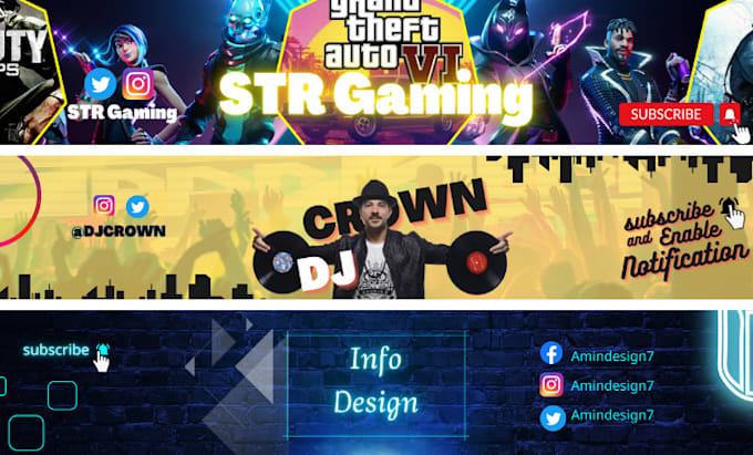 Design an epic youtube banner for you by Issamelkhaldi | Fiverr