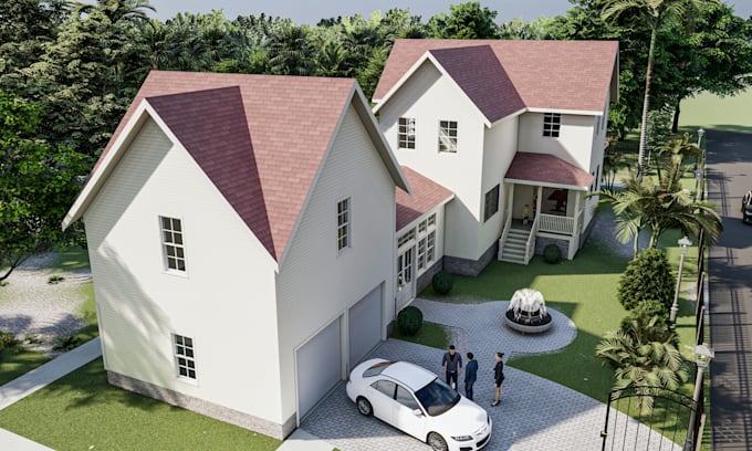 Do photorealistic modern house 3d exterior or interior rendering in ...