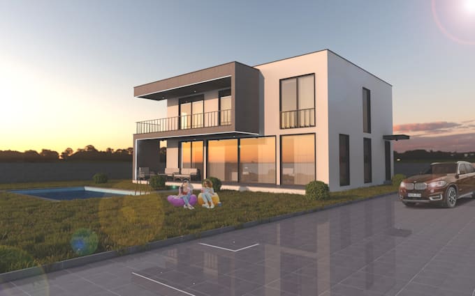 Do the best 3d rendering for building and planimetric 2d by ...