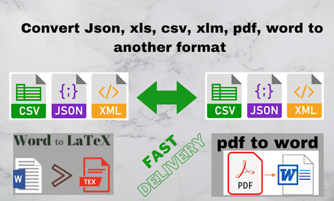 Convert csv, xls, xlsx, xml, json, pdf, word ,latex files by Talha_ch07 ... Convert csv, xls, xlsx, xml, json, pdf, word ,latex files by Talha_ch07 ...