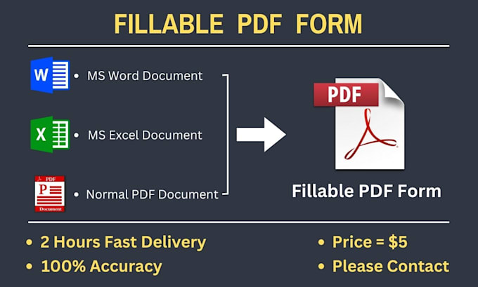 Create fillable pdf form or convert pdf form to fillable form by ...
