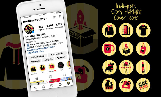Create instagram story highlight cover icons by Mellowdoglife | Fiverr