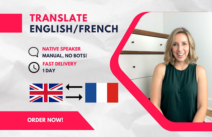 Perfectly translate english to french in 24 hours by Hahlgren | Fiverr