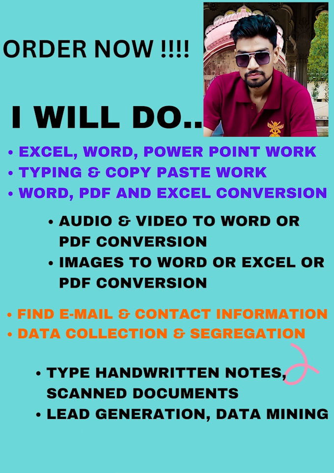 Data entry, copy paste, web research, typing, conversions by ...