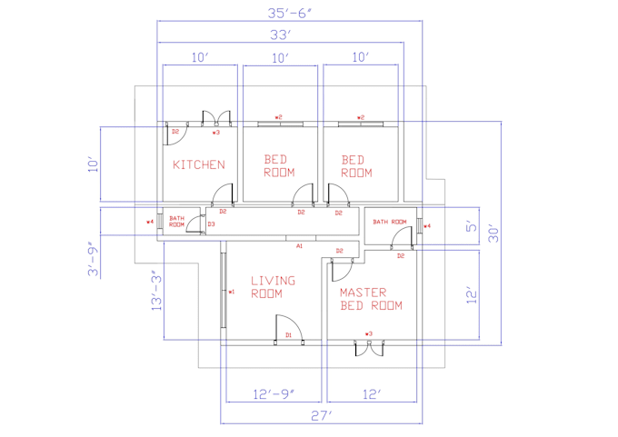 Draw 2d floor plan, house plan, elevations, in autocad by Yourdraughter ...
