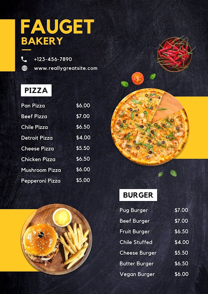 Design a beautiful modern menu card by Chikoo12345 | Fiverr