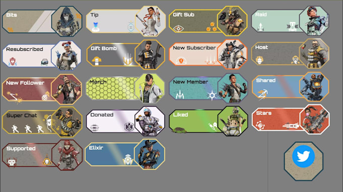 Create apex legends character alerts, overlay by Blooddevil0 | Fiverr