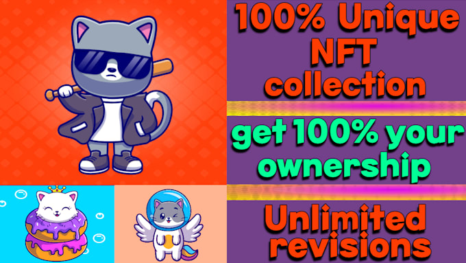 Draw cute, cool, creative nft art for you of kitty cat by Muhammadphd ...